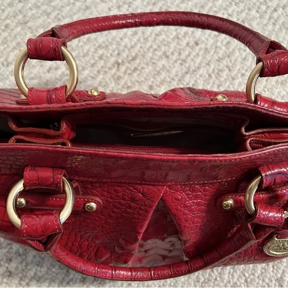 Brahmin | Bags | Brahmin Red Satchel With Crocodile Texture And Gold ...